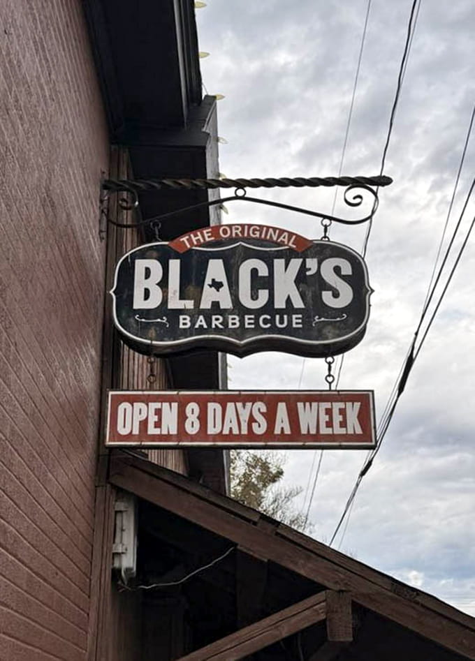 That sign hanging proudly says "open 8 days a week" in spirit&mdash;because barbecue this good transcends normal time.