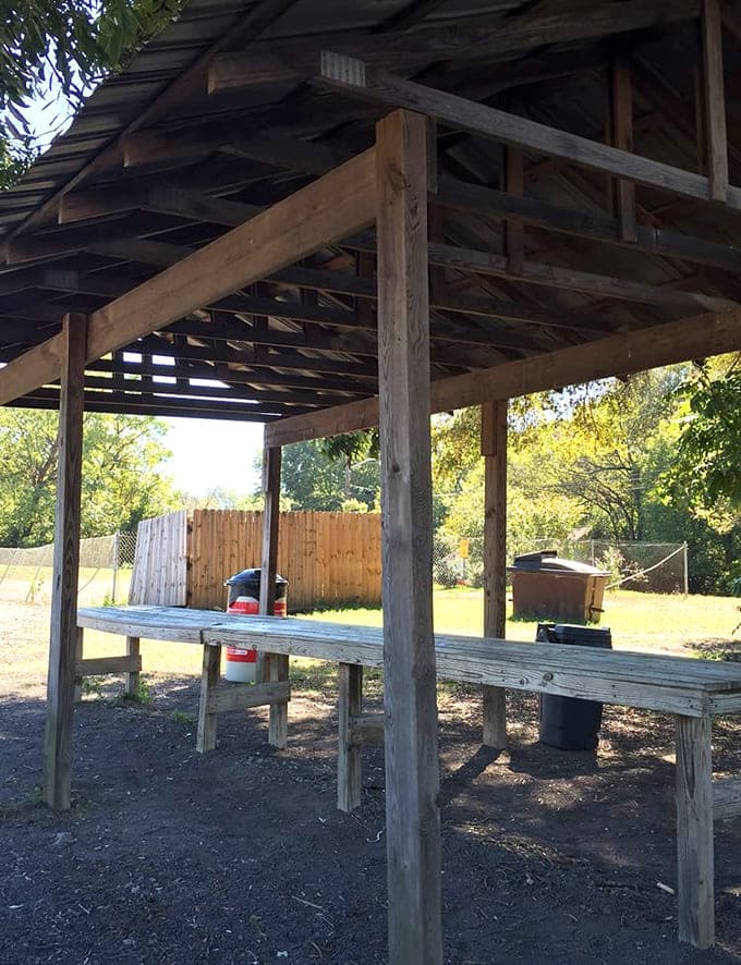 Covered outdoor tables provide shade for enjoying your meal, because eating in your car isn't always ideal.