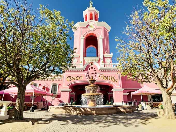 That pink facade with its fountain welcomes you to a place where normal restaurant rules simply don't apply anymore.