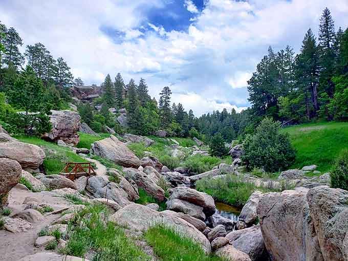 Cherry Creek winds through boulders and greenery, creating peaceful scenes that make the world feel right again.