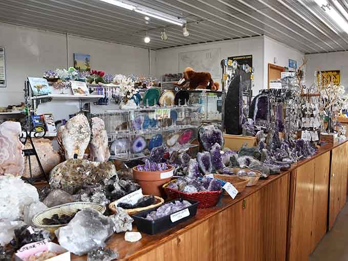 Rock shops overflow with stunning geodes and crystals, offering geological treasures to take home as perfect souvenirs.
