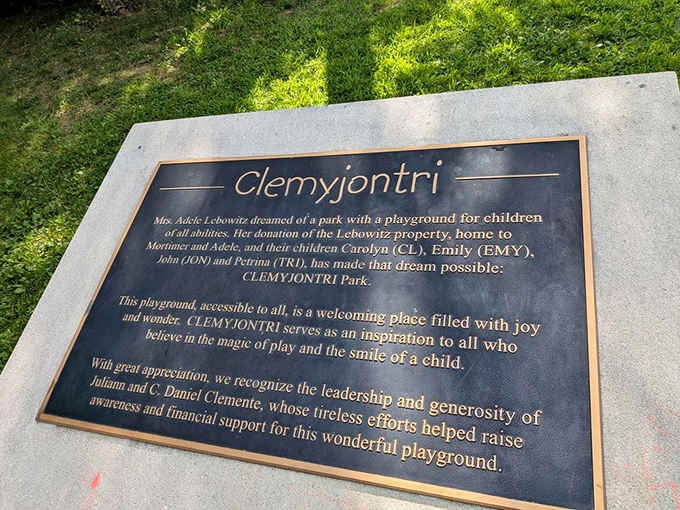 This plaque tells the story of a dream realized, where accessibility and joy finally share the same address.