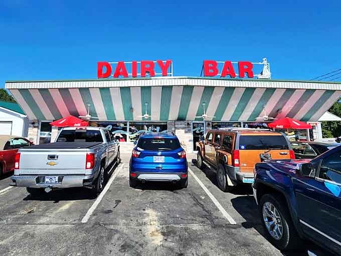 A packed parking lot under sunny skies proves that great food never goes out of style, no matter the decade.