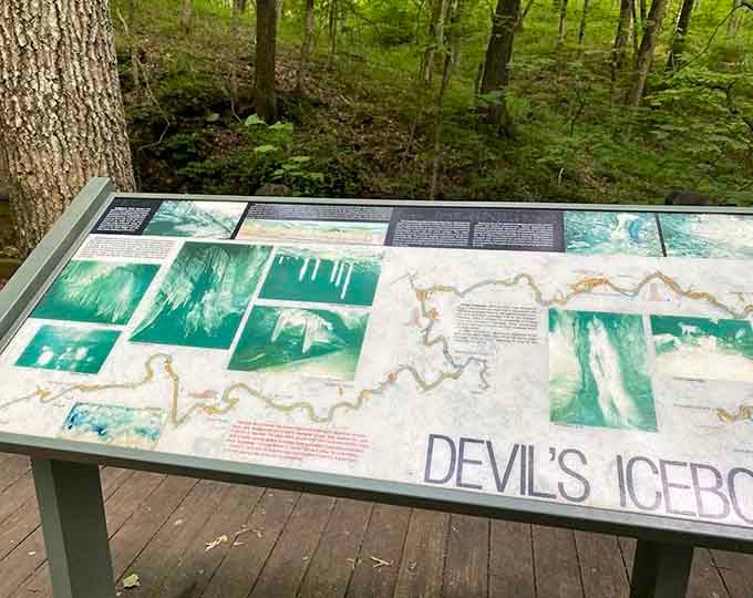 The information board maps out the underground maze, because even caves need good directions these days.