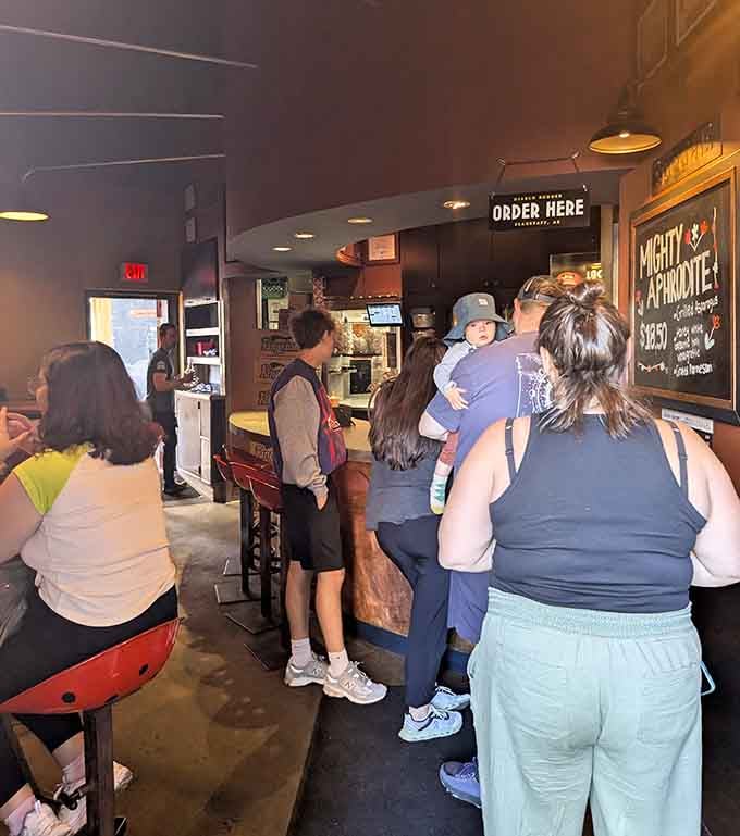 That line of eager customers tells you everything you need to know about Diablo Burger's reputation.