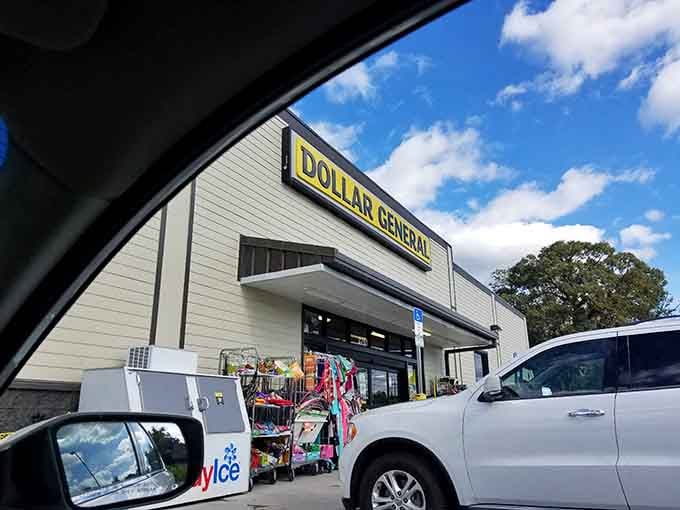 The storefront viewed from your car, where smart shopping decisions begin before you even leave the vehicle.
