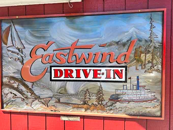 Hand-painted scenery on this sign captures the spirit of the Gorge with nostalgic charm that never gets old.