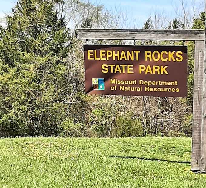 This sign marks the entrance to Missouri's own alien landscape, no passport or spaceship required whatsoever.