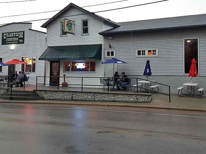 The building's charming exterior welcomes travelers and locals alike, a beacon of great food along the Johnson Creek dining landscape.