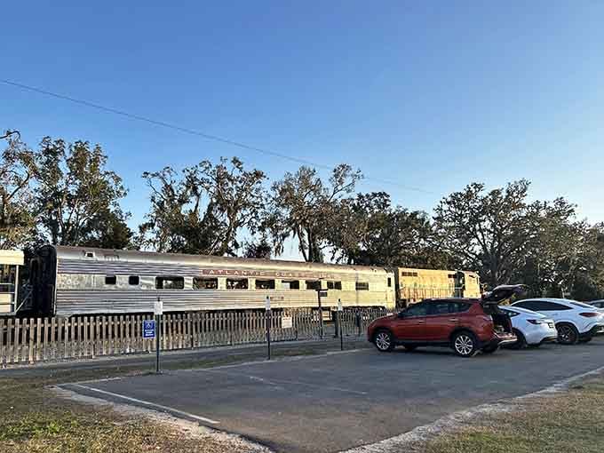 Vintage railcars line the property like a greatest hits collection of American railroad history, all waiting for your visit.