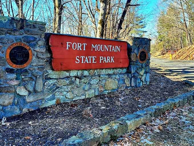Welcome to Fort Mountain State Park, where your next great Georgia adventure is waiting just beyond this sign.