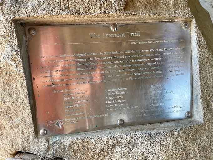 This plaque tells the tale of artistic vision, community collaboration, and how to properly rehabilitate urban spaces.