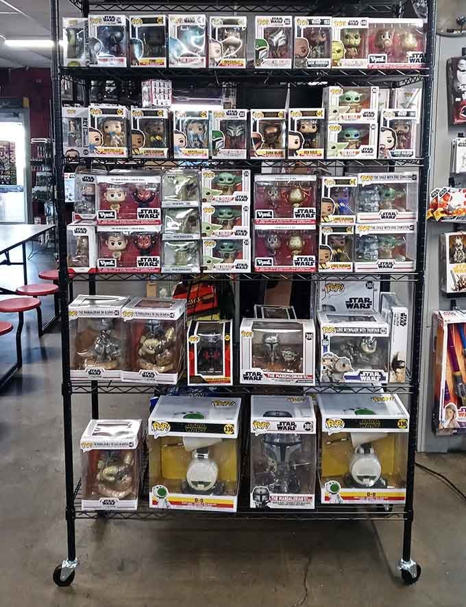 Funko Pop collectors will lose their minds over this display of perfectly preserved Star Wars figures and sets.