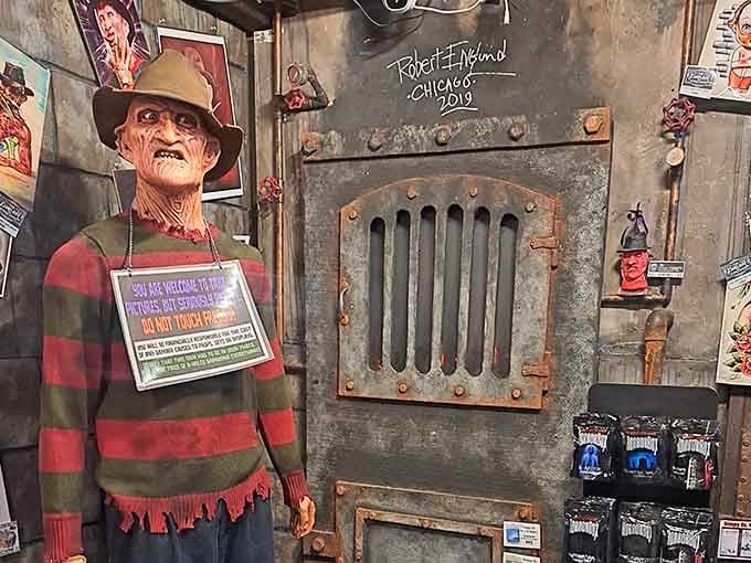 Freddy Krueger's boiler room recreated with enough detail to make you check your dreams tonight.