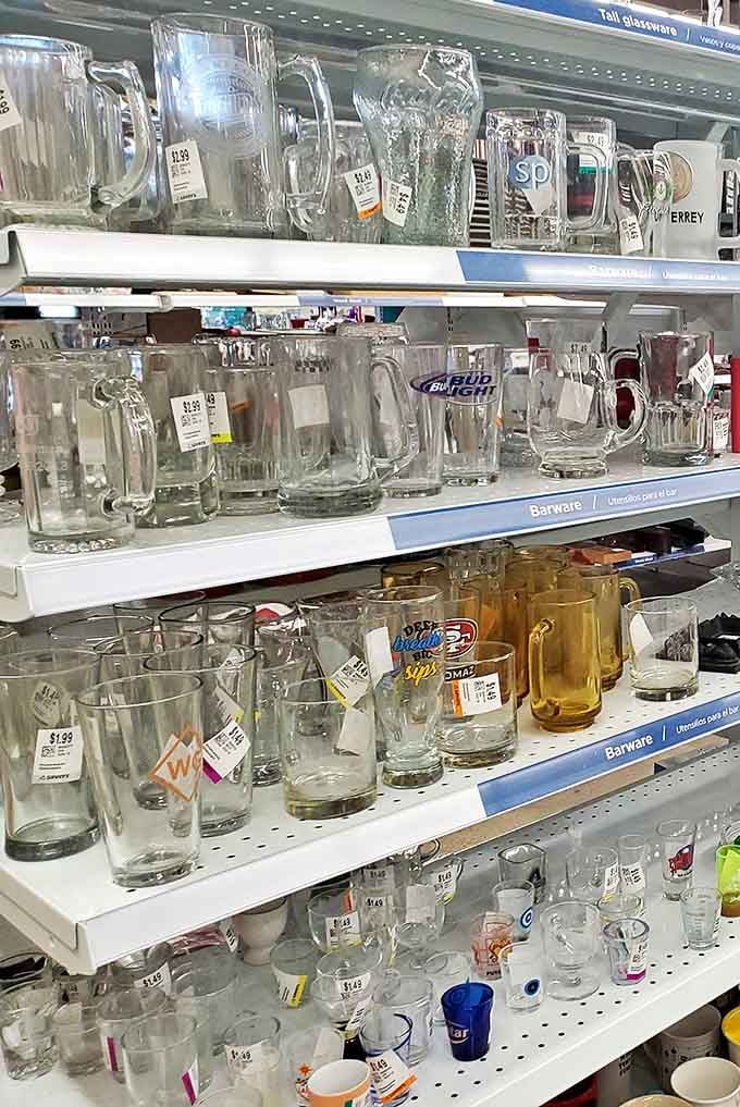 A museum of drinking vessels spanning decades of design. Beer mugs that have toasted countless victories and water glasses that have hydrated generations.