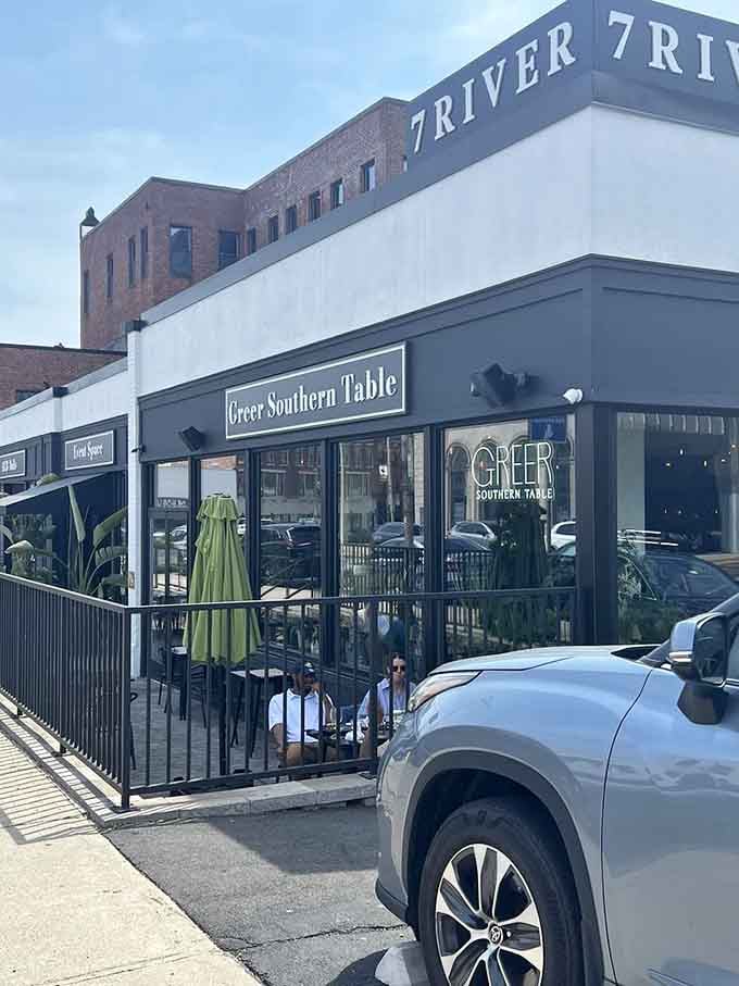 The welcoming exterior that promises good food and Southern hospitality just beyond those doors.