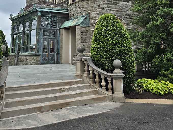 Stone balustrades and manicured hedges frame pathways that beg for leisurely afternoon strolls and contemplation.