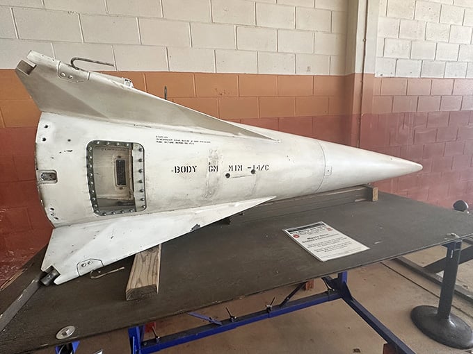 Another angle of the missile nose shows the craftsmanship. They built these to last, just hoped they'd never need them.