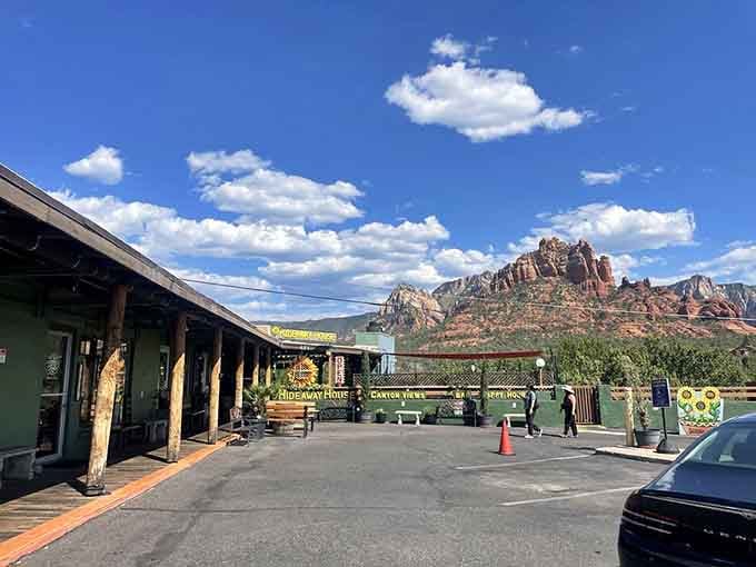 When even the parking lot offers red rock views, you know you've arrived somewhere special in Sedona.
