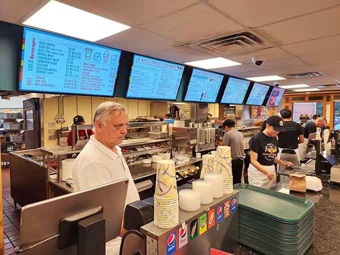 Behind the counter, the crew works with the practiced efficiency of a pit crew at the Indy 500.