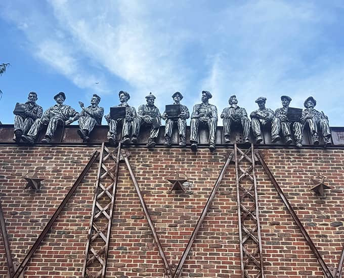 Those worker statues perched on high pay tribute to the era when American industry built everything, including legendary appetites.