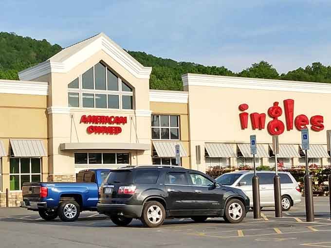 Even the Ingles Market in Marion gets a mountain backdrop. Grocery shopping with a view&mdash;just one more perk of mountain town living.