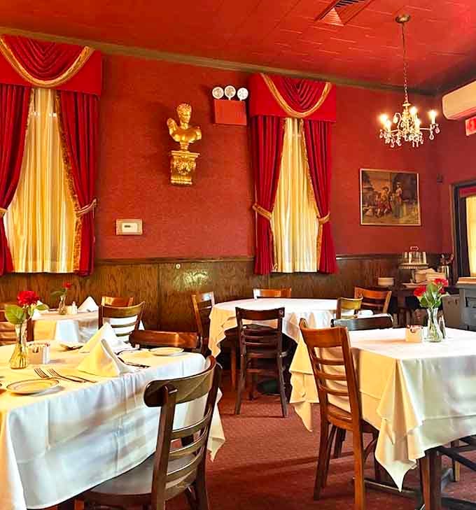 The dining room hums with the energy of countless celebrations past and present, where every table tells a story and every meal becomes a memory.