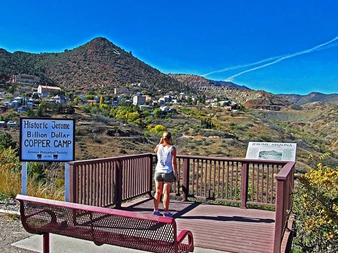 Jerome clings to Cleopatra Hill with stubborn determination, creating Arizona's most vertically ambitious small town.