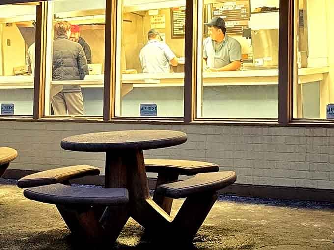Outdoor seating where the ambiance is casual, the company is good, and the food makes everything else fade away.