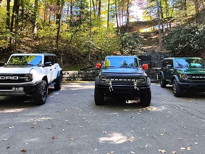 The parking area fills with adventure-ready vehicles, each one belonging to someone about to discover why this place earned its name.