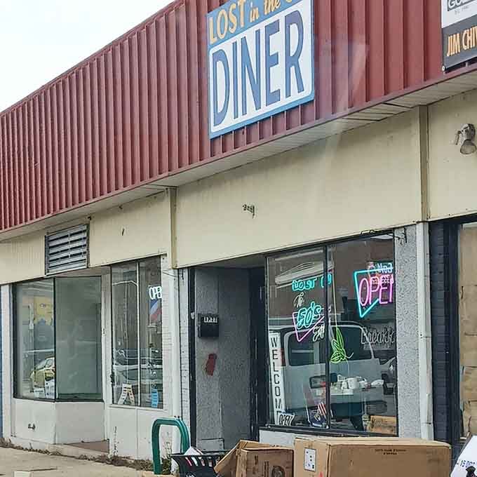 The unassuming exterior hides a treasure trove of retro charm and delicious food waiting to transport you back in time.