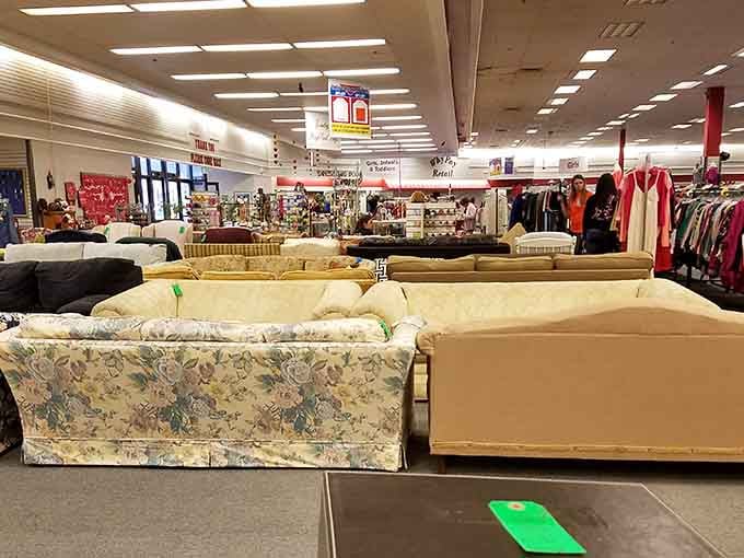 The vast interior stretching into the distance proves this isn't your cramped neighborhood thrift shop, it's bargain hunting headquarters.