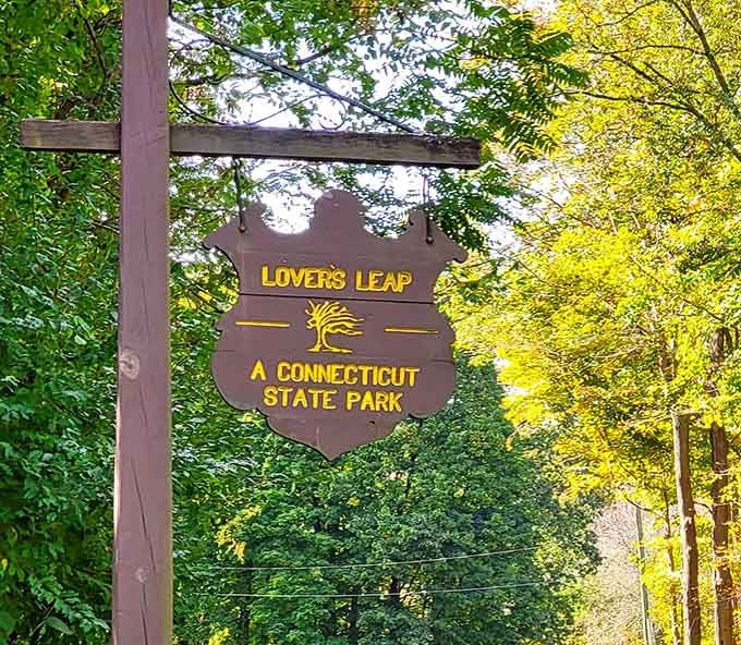 The park sign welcomes you to one of Connecticut's best-kept secrets, no velvet rope required for entry.