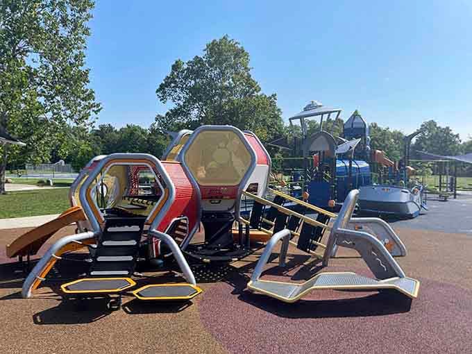 This geometric hub serves as the playground's central command station where all the best adventures begin and end.