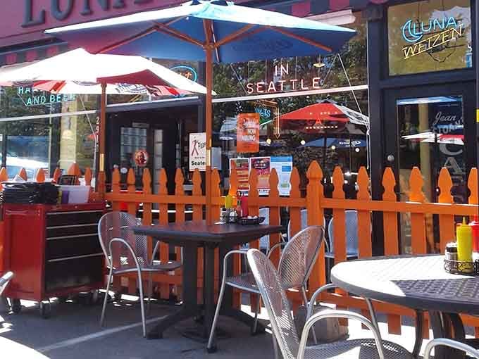 Outdoor seating lets you enjoy your meal while watching West Seattle go by, weather permitting and patience willing.