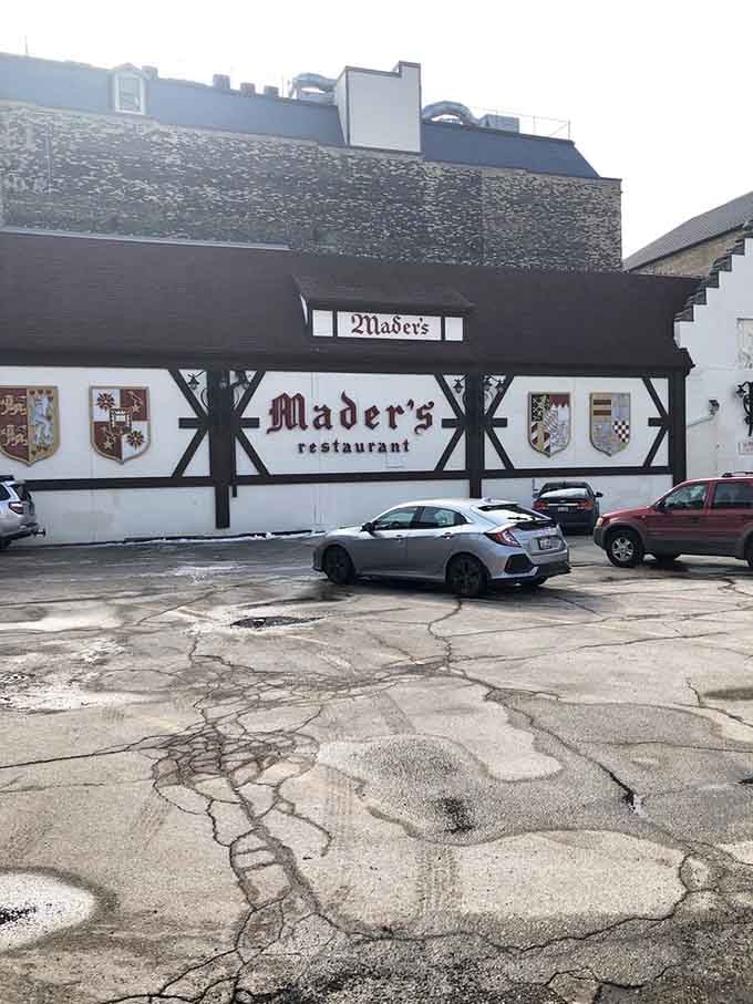 The distinctive half-timbered exterior announces you've arrived somewhere special, even from the parking lot.