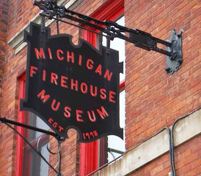 The museum's vintage signage hangs proudly, marking the spot where firefighting history lives on in Ypsilanti.