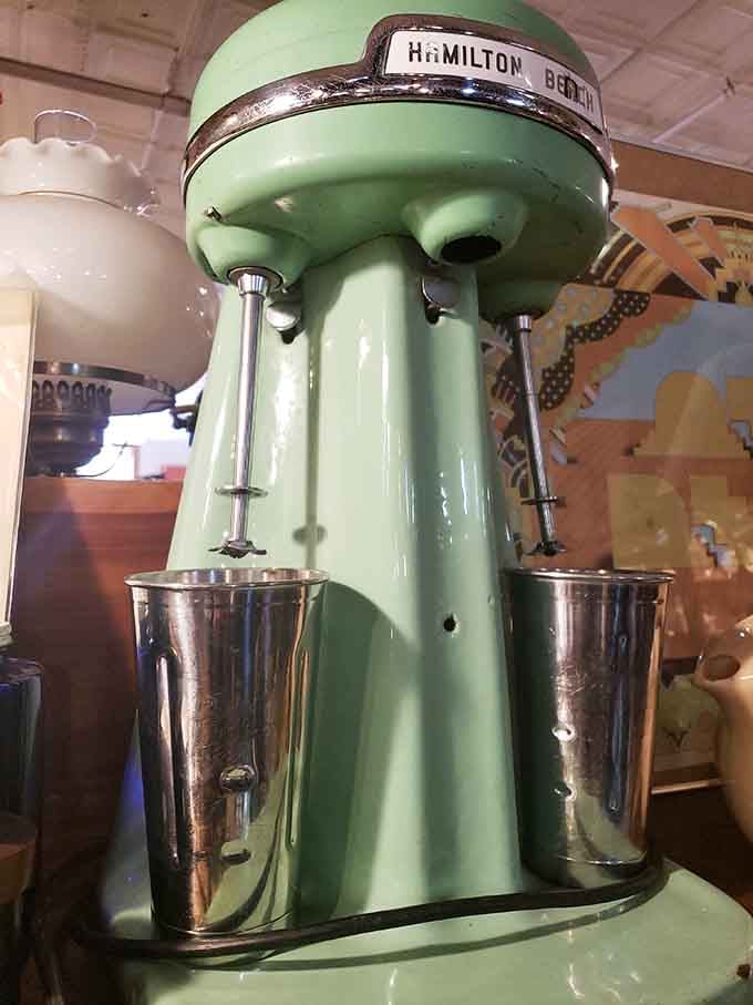 This mint-green Hamilton Beach milkshake mixer isn't just kitchen equipment&mdash;it's a portal to 1950s soda fountain nostalgia.