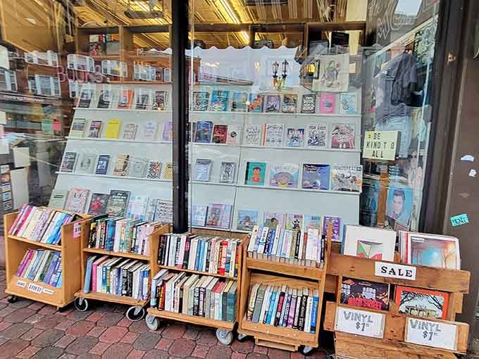 Rolling carts overflow with bargain books outside, tempting passersby like literary sirens calling you to abandon your original Saturday plans.