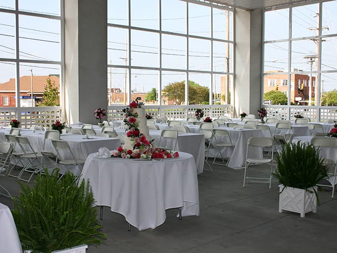 Floor-to-ceiling windows flood the event space with natural light, proving museums don't have to feel like dusty time capsules.