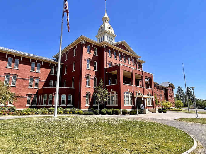 The exterior's architectural beauty creates an interesting contrast with the difficult stories contained within these historic walls.