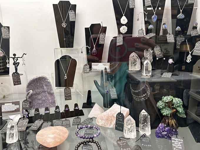 Crystals and jewelry that sparkle like they're auditioning for their own reality show.
