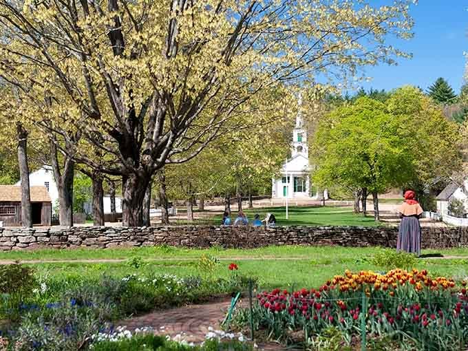 The village common in spring bloom proves that New England has always known how to show off when the weather cooperates.