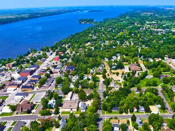 From above, Ortonville nestles between forest and water like it was always meant to be there.