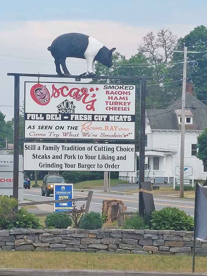 That pig on the sign isn't just decoration—it's a promise of pork perfection waiting inside for you.