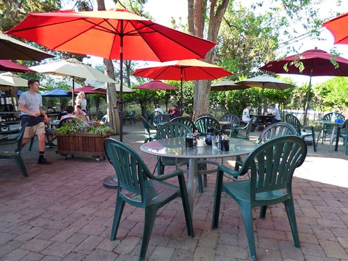 The patio at McKay Cottage: where umbrellas provide shade and breakfast provides joy. Oregon dining at its most civilized.