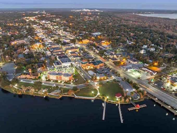 Palatka from above reveals a riverside community that's managed to avoid looking like everywhere else in Florida.
