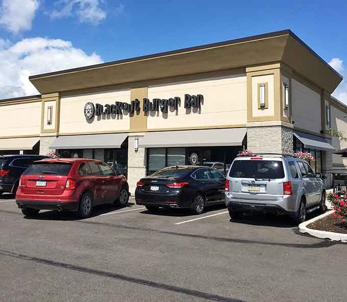 The parking lot might be the least exciting part of Blackout Burger Bar, but it's the gateway to all those deviled eggs waiting inside.