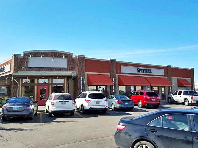 The restaurant's brick exterior and ample parking lot hint at the popularity of this unassuming barbecue haven.