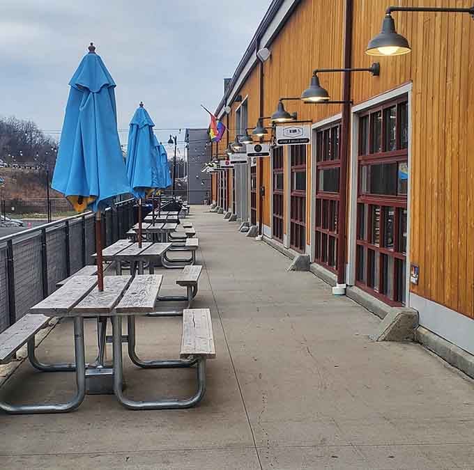 Outdoor seating for when Connecticut weather cooperates and you want fresh air with your international feast.